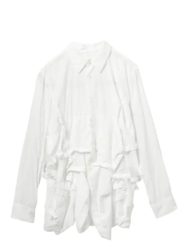 Comme Des Garçons Long-sleeved Shirt With Ruffle Details - White