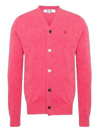 Play Comme Des Garcon Wool Cardigan - Red