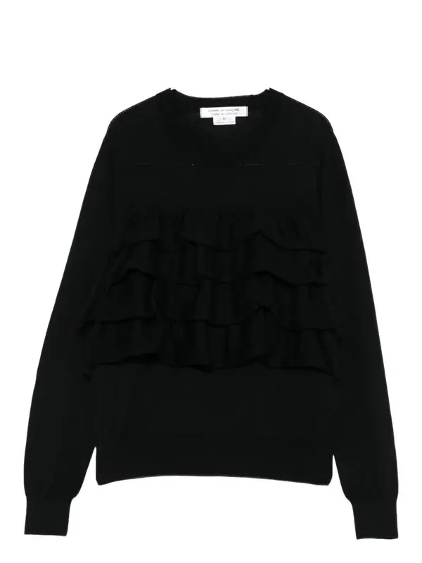Comme Des Garçons Ruffled Fine Knit Sweater - Black