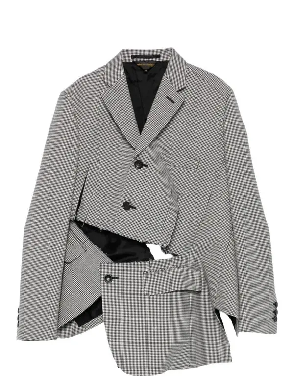 Comme Des Garçons Houndstooth Cut-out Jacket - Black