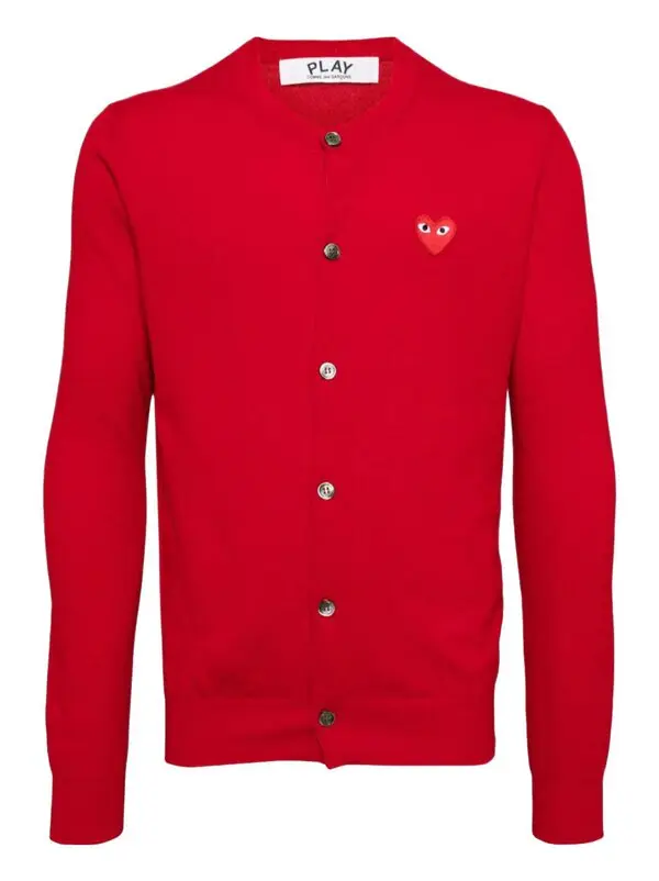 Play Comme Des Garcon Wool Cardigan - Red