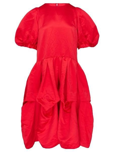 Comme Des Garçons Puff Sleeve Layered Dress - Red