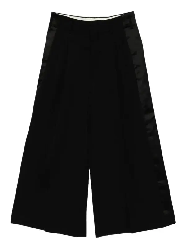 Comme Des Garçons Satin-panelled Pleated Trousers - Black