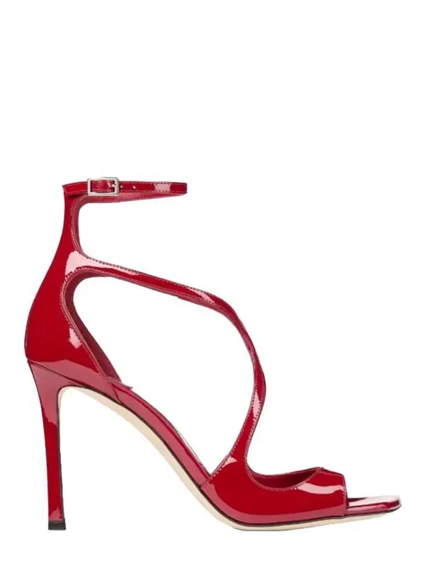 JIMMY CHOO Patent Leather Stiletto Heel Sandals - Red