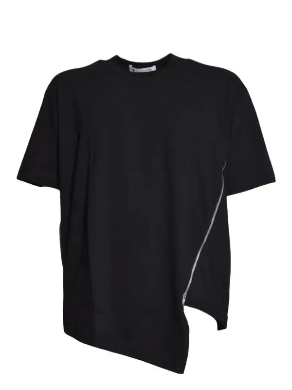 Comme Des Garçons Asymmetric Zip-detail T-shirt - Black