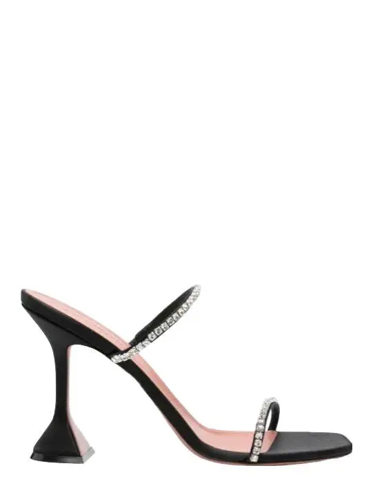 Amina Muaddi Crystal Sandals - Black