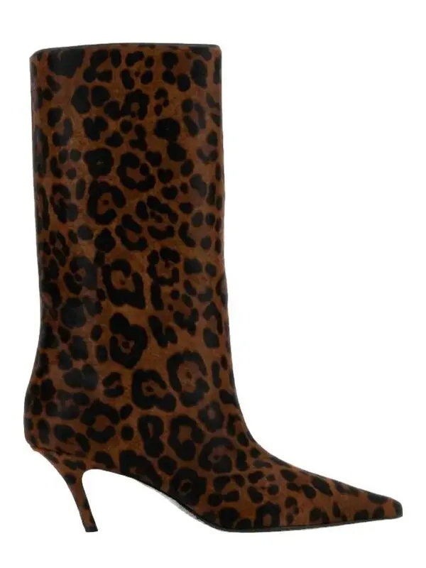 Amina Muaddi Animal-print Heeled Boots - Black