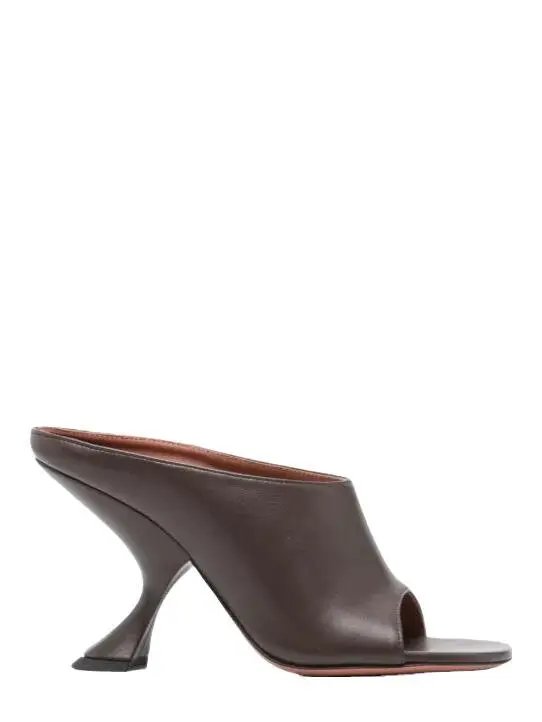 Amina Muaddi Leather Open-toe Mules - Black