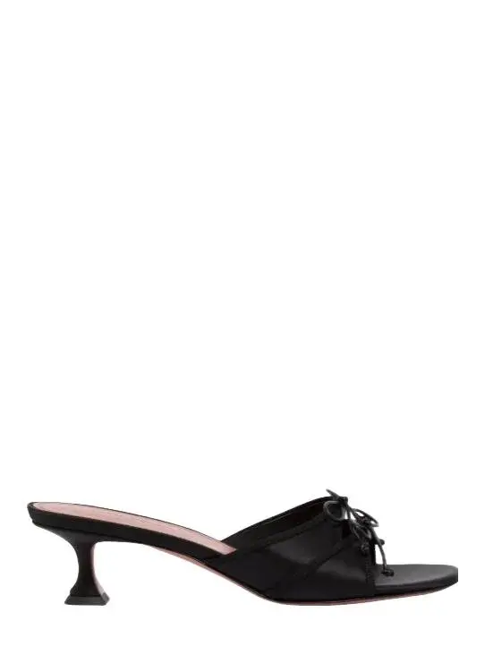 Amina Muaddi Bow Silk Sandals - Black