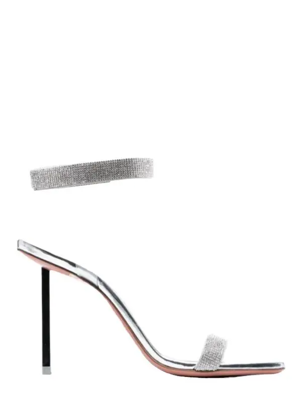 Amina Muaddi Crystal-embellished High-heel Sandals - Gray