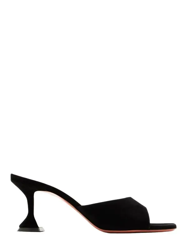 Amina Muaddi Flared Heel Suede Mules - Black