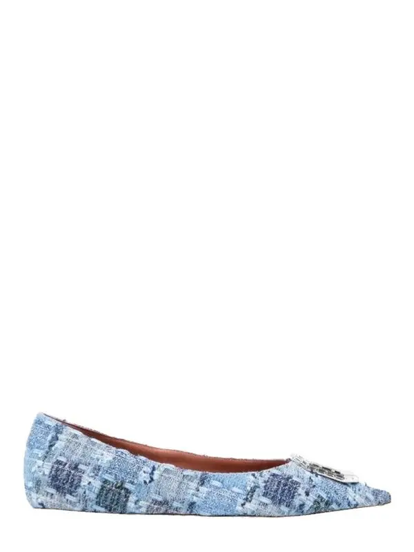 Amina Muaddi Crystal-embellished Pointed-toe Ballet Flats - Blue