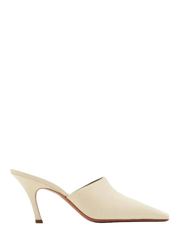 Amina Muaddi Square-toed High-heeled Mules - Nude