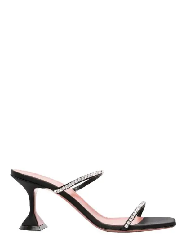 Amina Muaddi Gilda 70mm Satin Sandals - Black