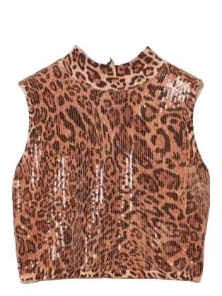 TWINSET Leopard-print Sequin-embellished Top - Brown