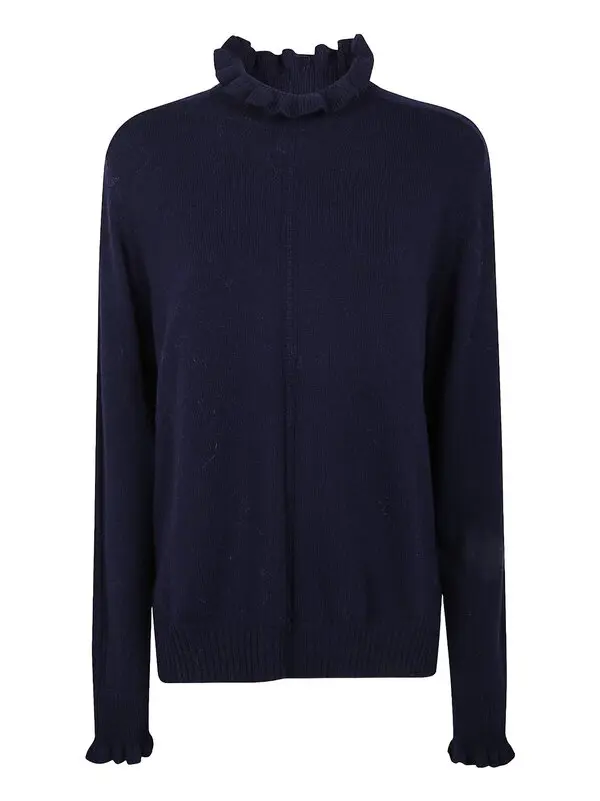 TWINSET Ruched Cuff High Neck Knitted Jumper - Black
