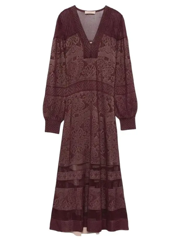 TWINSET V-neck Maxi Dress - Red