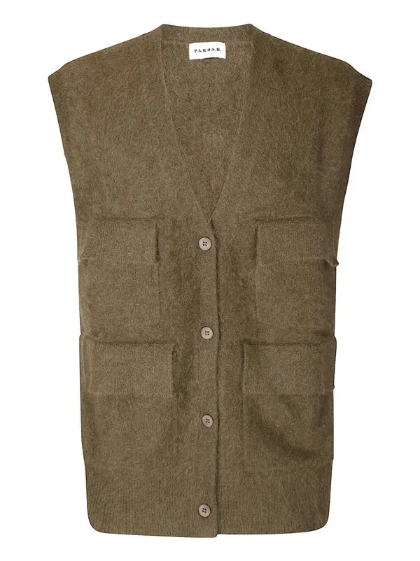 P.a.r.o.s.h Maglia Pocket Sleeveless Cardigan - Green