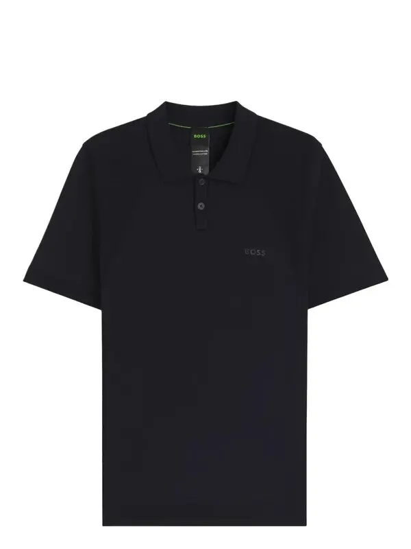 Hugo Boss Cotton-blend Knit Polo With Bodymapping Structure - Dark Blue