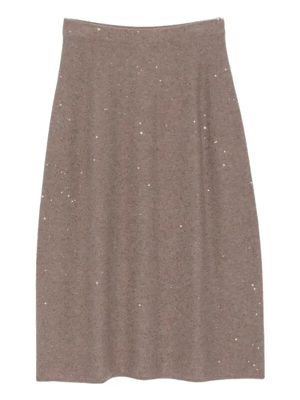 Antonelli Firenze Sequinembellished Knit Midi Skirt - Gray
