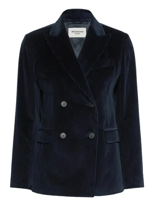 Max Mara Cotton Corduroy Velvet Blazer - Navy