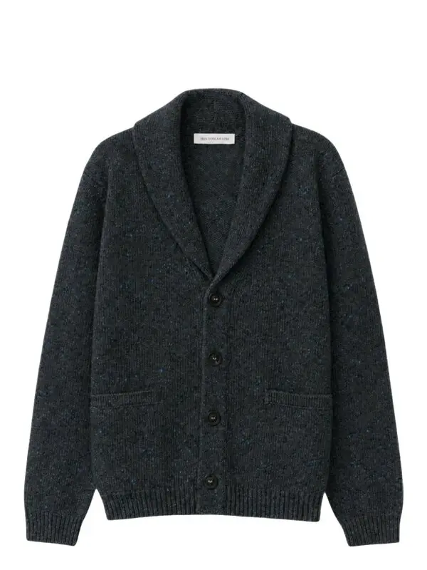 Iris Von Arnim Cashmere And Wool Collared V-neck Cardigan - Navy