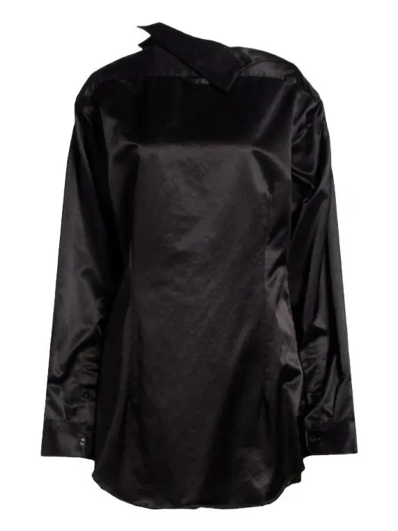 MAISON MARGIELA Denim Satin Long Sleeve Top - Black