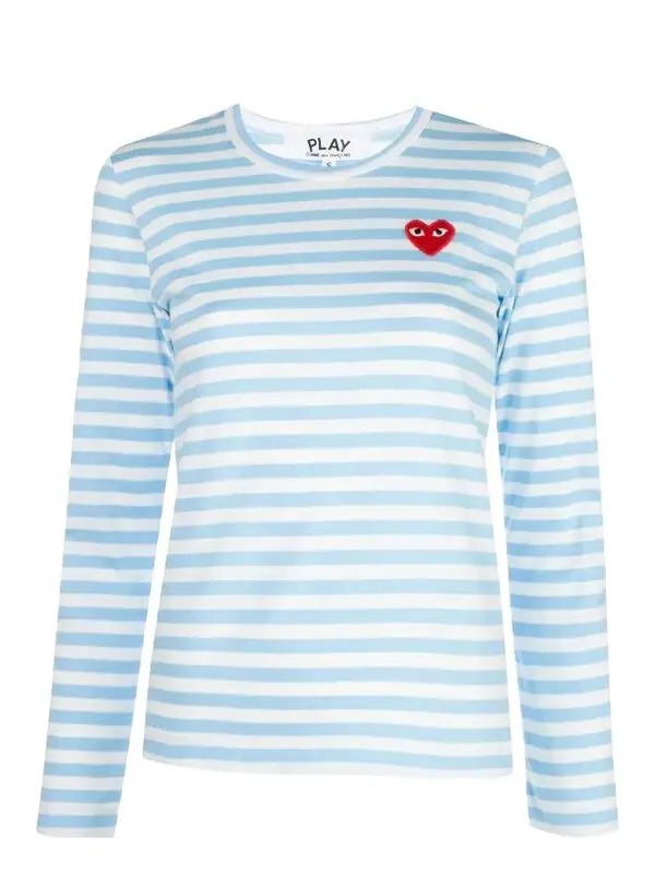 Play Comme Des Garcon Striped Long Sleeve Top - Blue