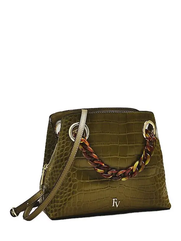 FRANCES VALENTINE Skip Leather Satchel - Olive