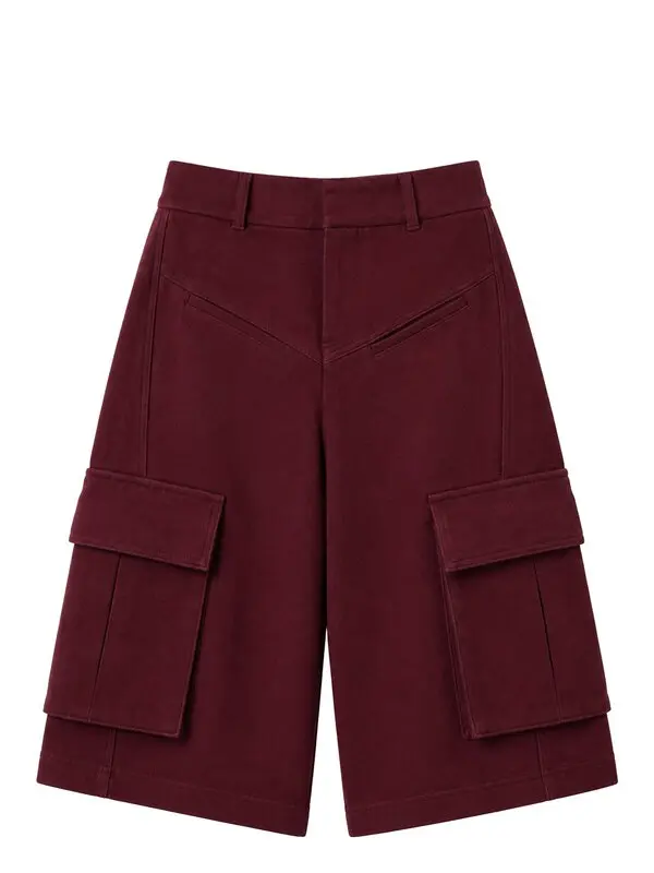 FRONT ROW SHOP Cotton Twill Shorts - Red