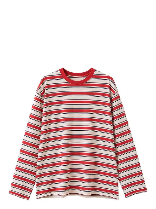 FRONT ROW SHOP Shapeable Stripe T-shirt - Blue/red