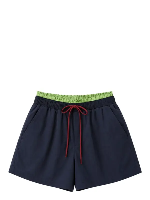 FRONT ROW SHOP Double Waist Short - Blue