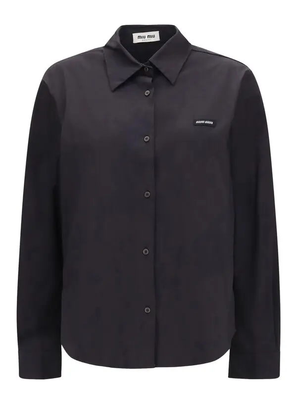 Miu Miu Stretch Poplin Shirt - Black