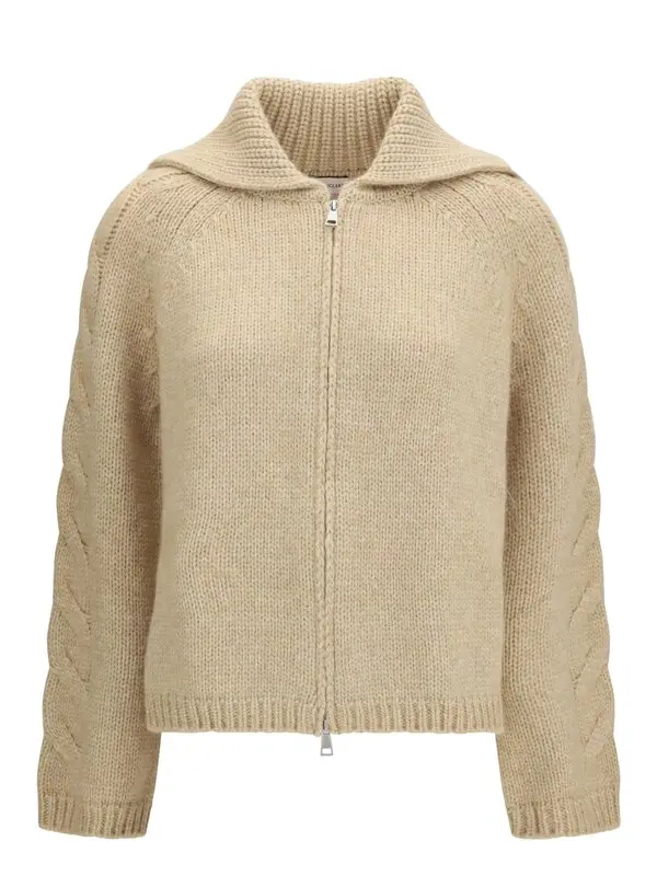 Moncler Alpaca And Wool Blend Zip Cardigan - Cream
