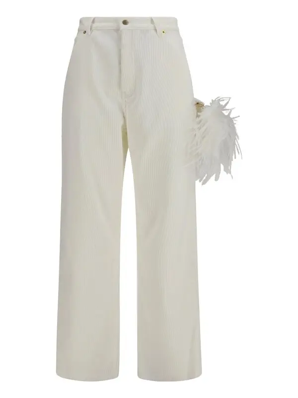 DARKPARK Lisa Feather Chain Corduroy Pants - White