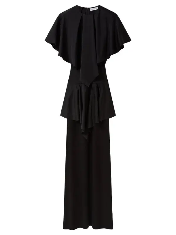 Stella McCartney Tiered Pleated Satin Gown - Black