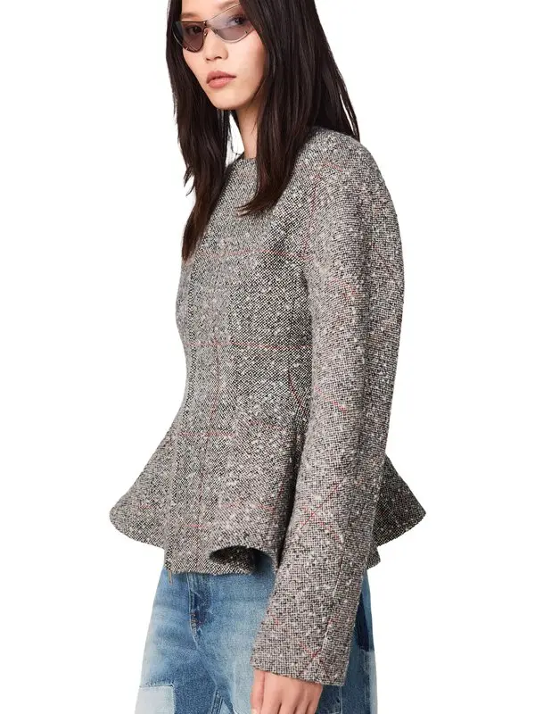 Stella McCartney Speckled Peplum Wool Jacket - Grey