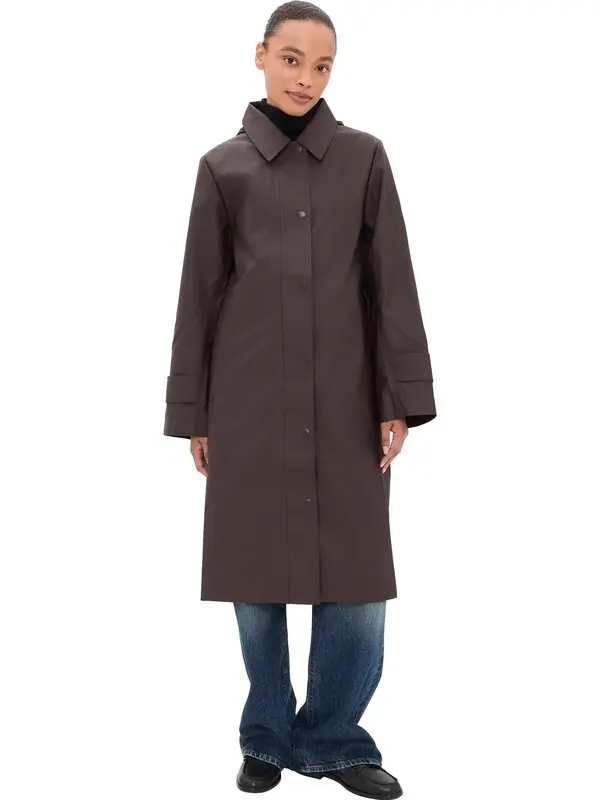 Rains Nara Long Jacket - Bark