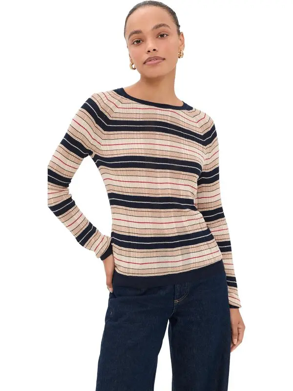 Rag & Bone Teresa Silk-blend Stripe Crew Pullover - Nvymt