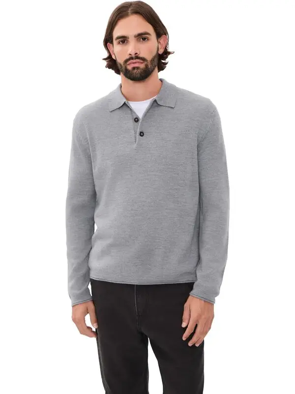 Joe's Jeans Merino Polo Sweater - Heather Grey