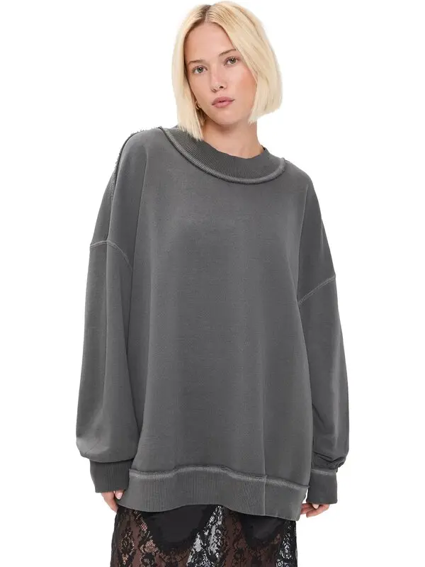Free People Palm Springs Pullover - Washed Black