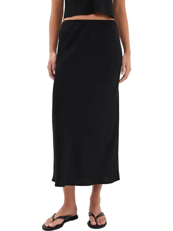 LESET Barb Bias Midi Skirt - Black