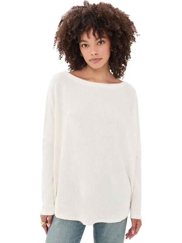 Free People Latte Blues Thermal Top - Sugar Swizzle