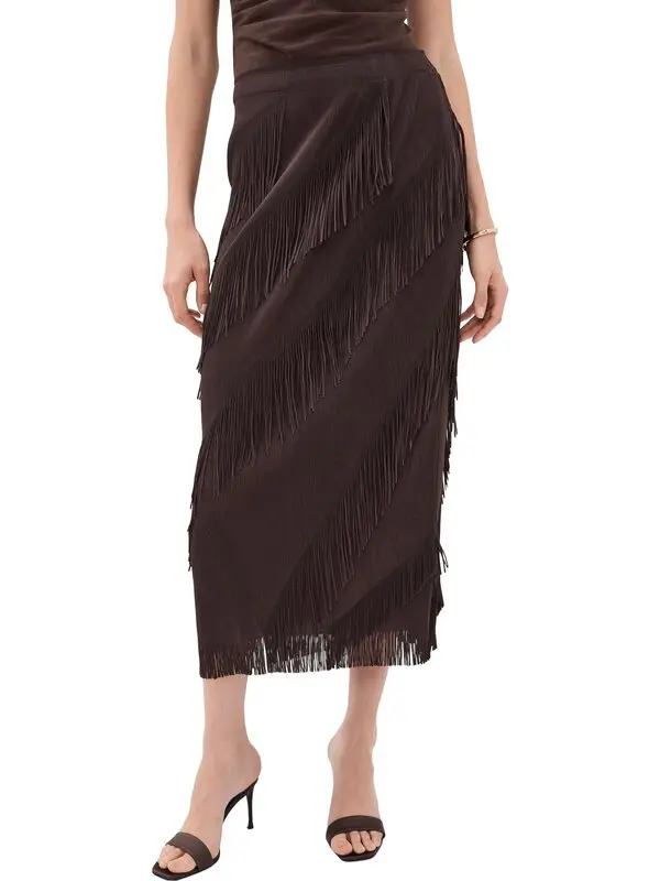 MAUDE CLUB Kellie Skirt - Brown