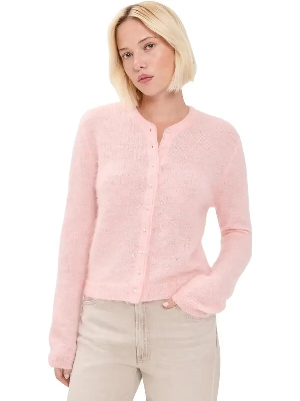 MOTHER The Cropped Mohair Cardigan - Powder