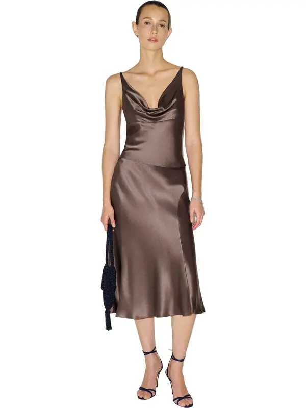REFORMATION Olivine Silk Two Piece - Brown
