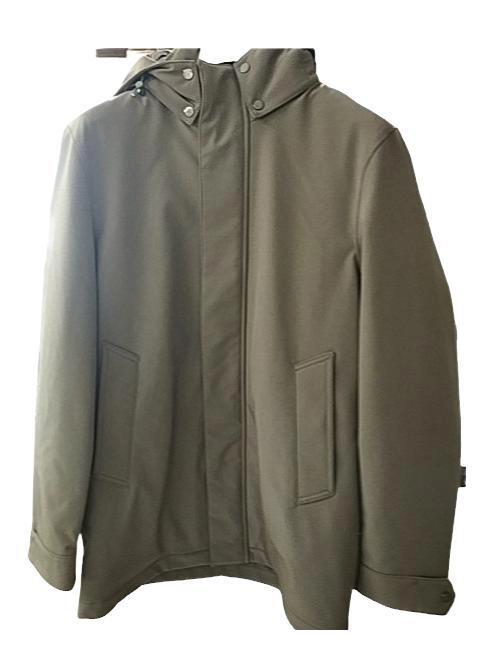 Woolrich Long Sleeved Hooded Buttoned Coat - Gray
