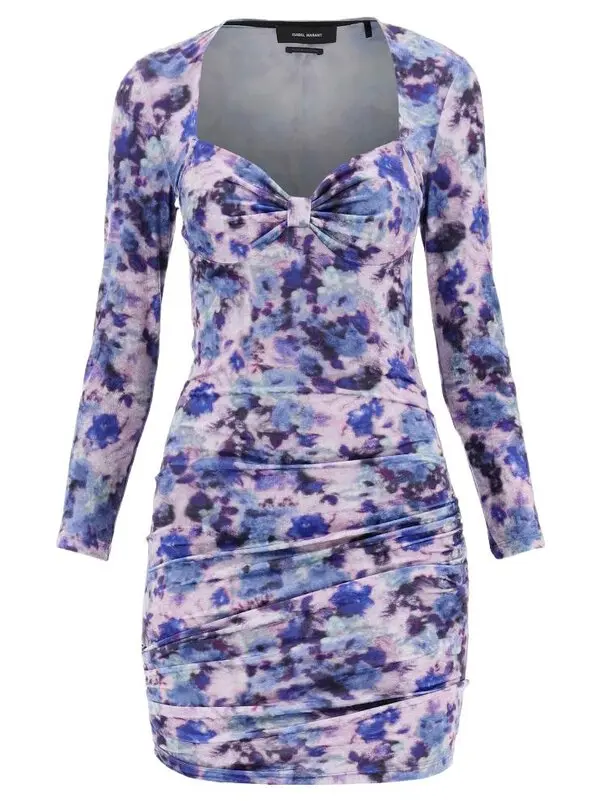 Isabel Marant Étoile Floral-printed Ruched Mini Dress - Purple