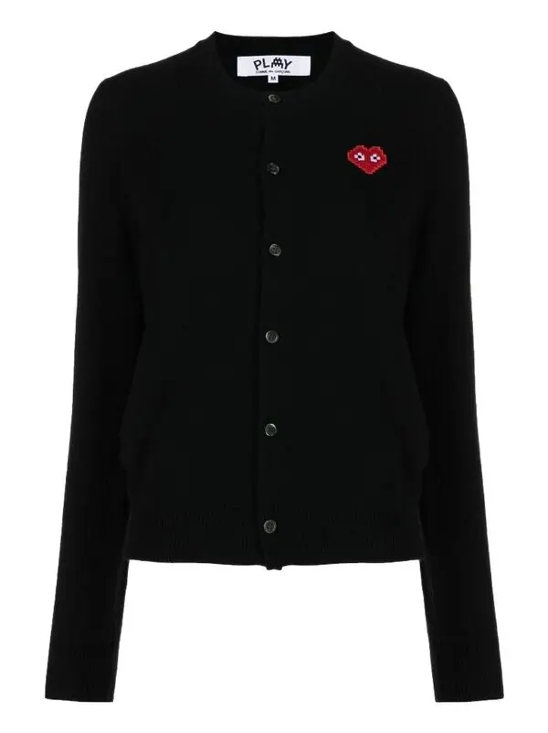 Comme Des Garçons Logo-patch Cardigan - Black
