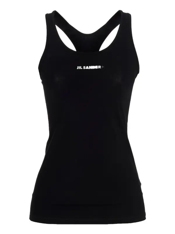 JIL SANDER Logo-printed Racerback Tank Top - Black